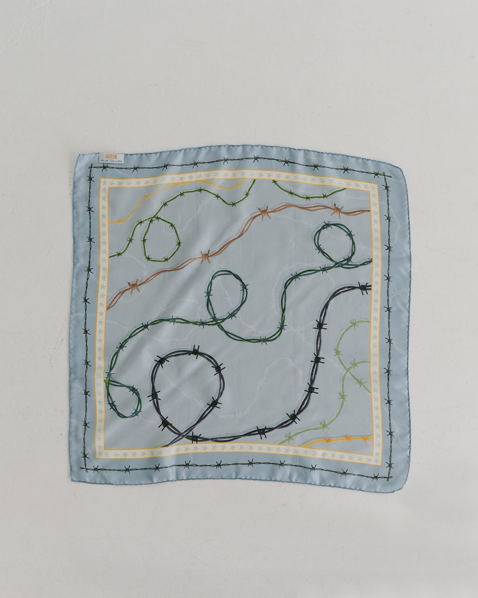 Designer Silk Scarves - Tangled Barbed Wire – Twill - Sister The Brand